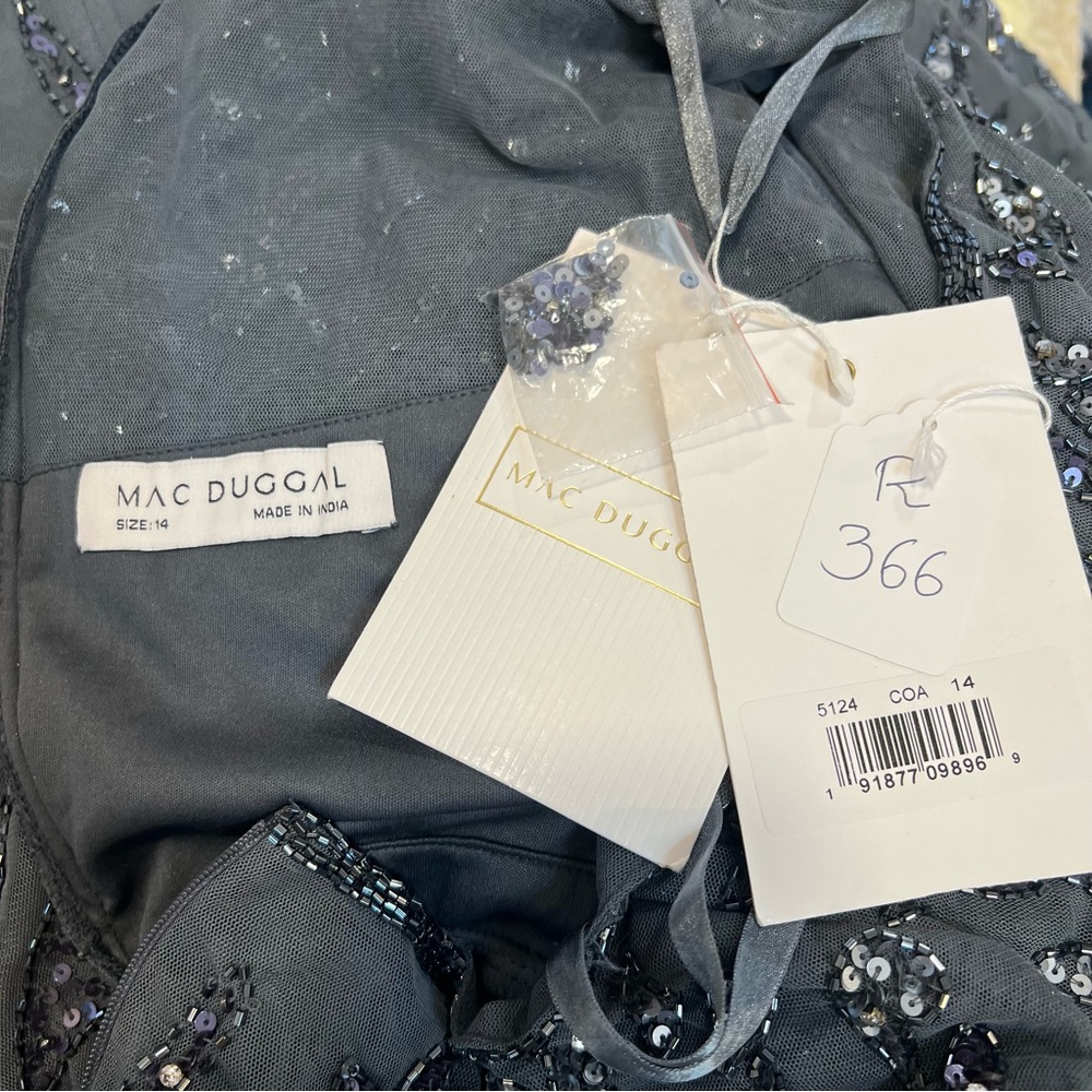 Mac Duggal | Dresses | Mac Duggal Charcoal Grey Beaded Long Sleeve ...